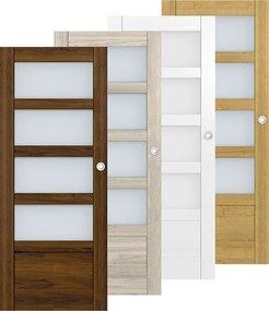 posuvné interiérové dveře do pouzdra BRAGA model 5 Průchozí rozměr: 70 x 197 cm, Orientace dveří: Levé dveře, Dekor: Ořech muškátový