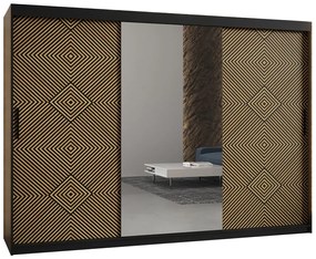 Šatní skříň Kair 2 | 250 cm | černá/jasan světlý