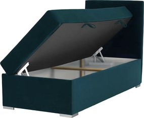 Boxspringová postel, jednolůžko, zelená, 90x200, pravá, SAFRA