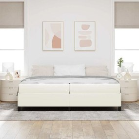 Rám postele s matrací Krémová 200 x 200 cm textil 3399142