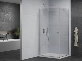 Mexen Pretoria sprchový kout 80 x 90 cm, průhledný, chrom + plochá sprchová vanička-852-080-090-01-00-4010