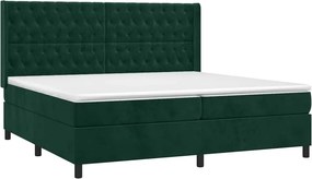 Box spring postel s matrací tmavě zelená 200x200 cm samet 3132882