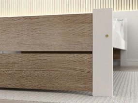 Postel IKAROS DOUBLE 160 x 200 cm, bílá/dub sonoma Matrace: Matrace Coco Maxi 20 cm, Rošt: Bez roštu