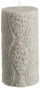 Mintová válcovitá svíčka s ornamenty - Ø7,5*15cm