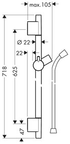 Hansgrohe Unica, S Puro sprchová tyč 650 mm se sprchovou hadicí Isiflex 1600 mm, leštěný vzhled zlata, HAN-28632990