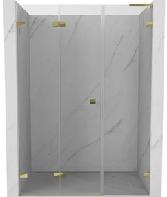 Mexen Lunar-F L skládací sprchové dveře levé 110 cm, transparentní, zlaté - 836SL-110-050-50-00-L