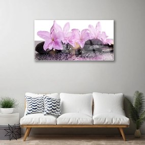 Obraz na skle Květiny Kameny Zen Lázně 125x50 cm