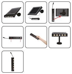 Exteriérové ​​solární LED svítidlo Talent, 4x LED 8w, černá, pohybový senzor