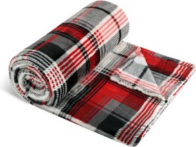 Bellatex Přikrývka Kemping PLUS 150x200 cm Kostka Červená,Šedá,Bílá