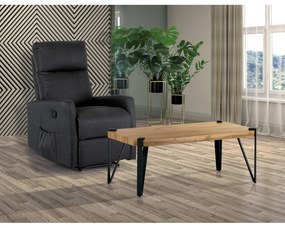 Konferenční stolek, 110x60x42 cm, deska MDF, dekor divoký dub, kov - černý mat - AHG-260 OAK