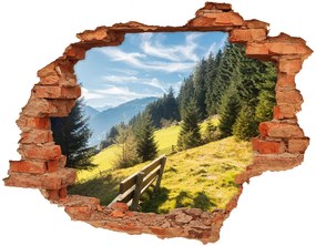 Wallmuralia Díra 3D ve zdi nálepka Podzim v horách 90x70 cm
