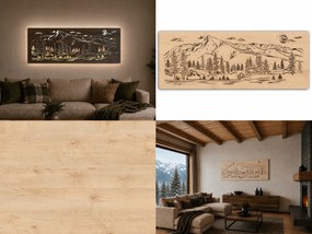 Li-Go "Chata v horách" světelný obraz s baterií a pohybovým čidlem 130x50 cm provedení povrchu: bříza