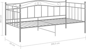 vidaXL Rám rozkládací postele kovový 90 x 200 cm [324781] Barva: Šedá