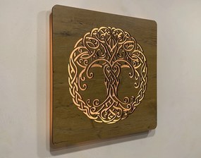 Li-Go "Keltský strom života" světelný obraz 230V 62x62 cm provedení povrchu: ořech