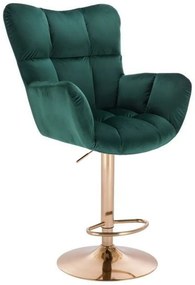 LuxuryForm DESIGN Barové křeslo AURORA VELUR na zlaté kulaté podstavě - zelené