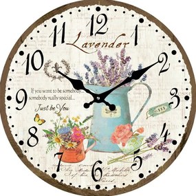 Postershop Nástěnné skleněné hodiny: Bylinky a levandule - 30 cm