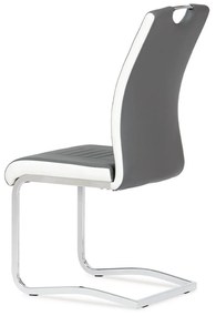 Jídelní židle DCL-406 GREY, koženka šedá s bílými boky, chrom