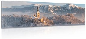 Obraz kostel u jezera Bled ve Slovinsku - 120x40 cm