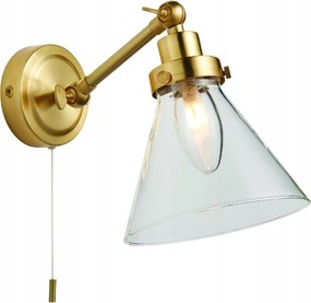 Skleněná nástěnná lampa Faraday 93854 IP44 nastavitelná retro mosaz průhledný