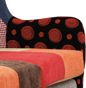 Dvojsedačka, potah látka patchwork, dřevěné nohy, masiv kaučukovník patchwork