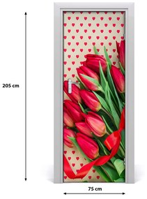 Samolepící fototapeta na dveře Červené tulipány 75x205 cm
