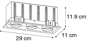 Moderní zapuštěné bodové světlo černé nastavitelné 3-světlo - Roof