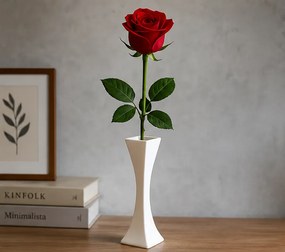 váza, hranatá, plast, 16x4x4 cm, bílá, Dekorino VD0260004