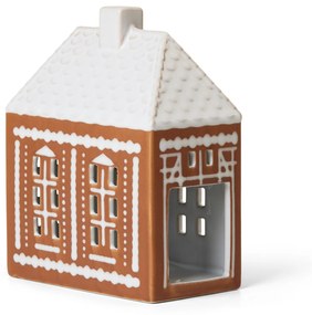 KÄHLER Porcelánový svícen Gingerbread Lighthouse Medium, hnědá barva, porcelán