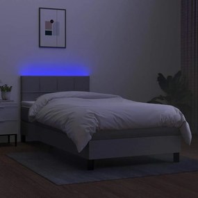 Box spring postel s matrací a LED světle šedá 90x190 cm textil 3133117