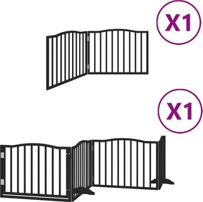 Zábrana pro psy s dvířky skládací 6 panelů černá 480 cm topol 3155625