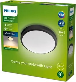 Philips Doris černá / Venkovní přisazené LED svítidlo / 6W / 600 lm /