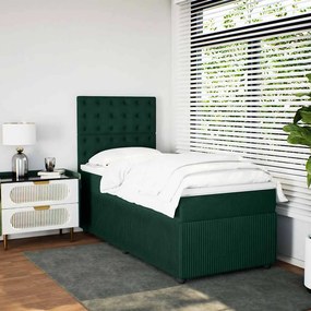 Box spring postel s matrací tmavě zelená 80 x 200 cm samet 3294505