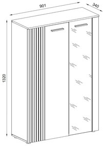 Prosklená skříňka Esteban, antracit/dub evoke