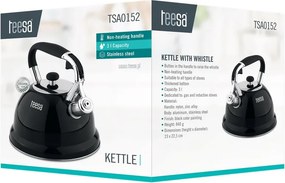 Nerezová konvice s píšťalkou 3L TEESA TSA0152, černá