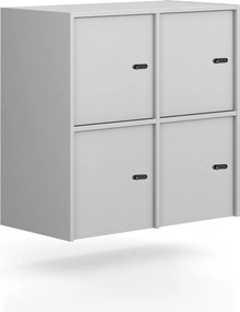 Nástavba pro skříně FRAME, 4x dveře, 872 x 450 x 854 mm, mechanický zámek, šedá