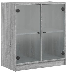 vidaXL Odkládací skříňka skleněná dvířka šedá sonoma 68x37x75,5 cm