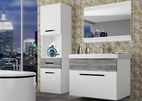 Koupelnový nábytek Belini bílý mat / šedý antracit Glamour Wood + umyvadlo + zrcadlo  ROD M 3/0/W/WGW1/0/ZW
