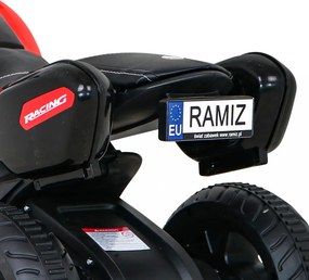 Ramiz Motorka Fast Tourist na baterie pro děti červená + audio + světla + ekokůže