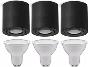 Set 3x Led lampa Spot Halogen Tuba Stropní Svítidlo černá 3x Led žárovka Cb