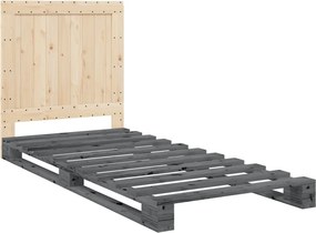 Rám postele s čelem šedý 90 x 200 cm masivní borové dřevo 3281544