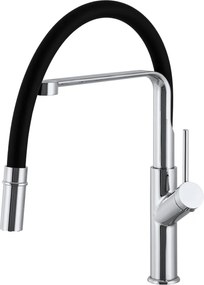 Gamma Venice, vysoká dřezová baterie s elastickým ramenem, h-465, černá matná-chromová, GMA-BVK-CH