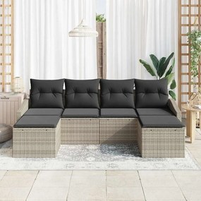 Set pohovek 6 ks Světle šedá polyratan 3346832