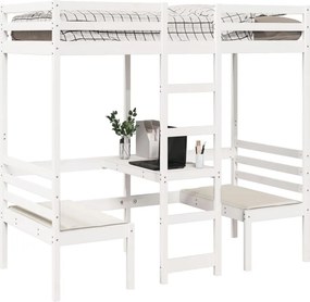Rám patrové postele se stolem a židlemi bílý 75x190 cm borovice 3308563