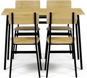 Set jídelní (1+4), MDF dekor divoký dub, černý kov (110 x 70) cm hnědá
