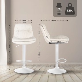 Barová židle Laurel umělá kůže bílá konstrukce
