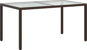 Zahradní stůl 150 x 90 x 75 cm tvrzené sklo a polyratan hnědý 316704
