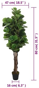 Umělý fíkus lyrový 96 listů 80 cm zelený - Default Title