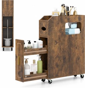 Costway Malá koupelnová skříňka 16 cm úzký organizér s výsuvnou zásuvkou box