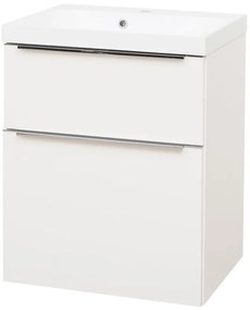 Mereo Mereo, Mailo, koupelnová skříňka s umyvadlem z litého mramoru 61 cm, bílá, dub, antracit, CN510M