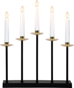 POLAR Vánoční pětiramenný svícen GRETA, 15W, černý s mosaznými doplňky 138-25